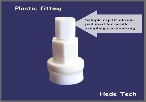 Plastic fitting with silicone septum port syringe sampling gas sampling ...