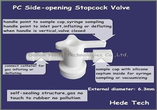 PC side-opening stopcock valve with silicone septum syringe sampling ...