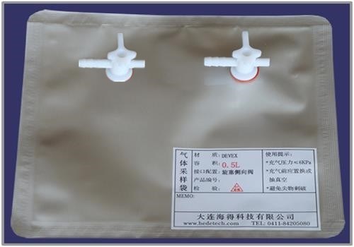 DEVEX air/gas sampling bags with side-opening stopcock & septum dual ...