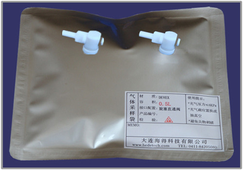 DEVEX gas sampling bags with side-opening PTFE On/Off dual-valve DEV42 ...